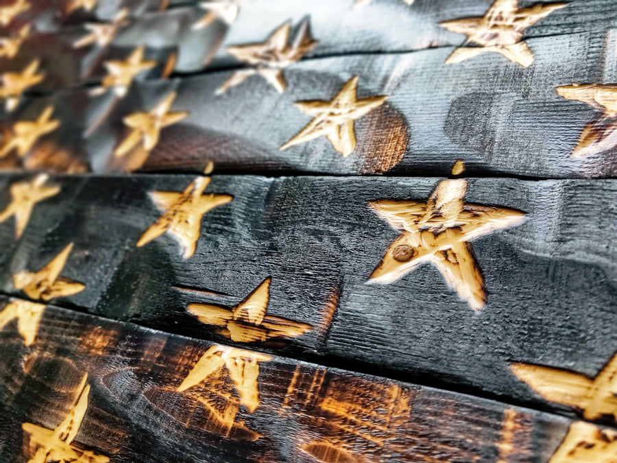 Rustic Wood Burned American Flag 59x32 – THE LEGACY FLAG