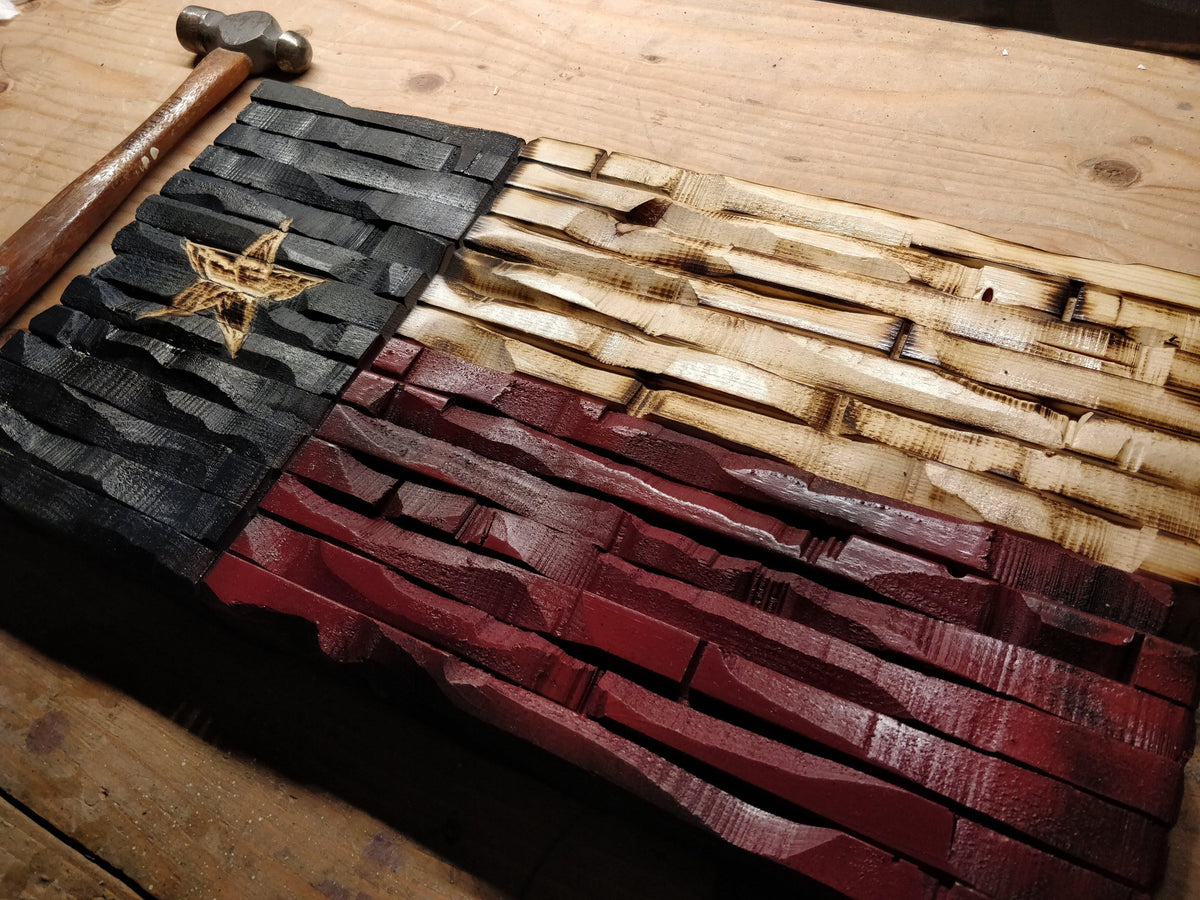 Texas State Flag Wood Carved 17x10 – THE LEGACY FLAG