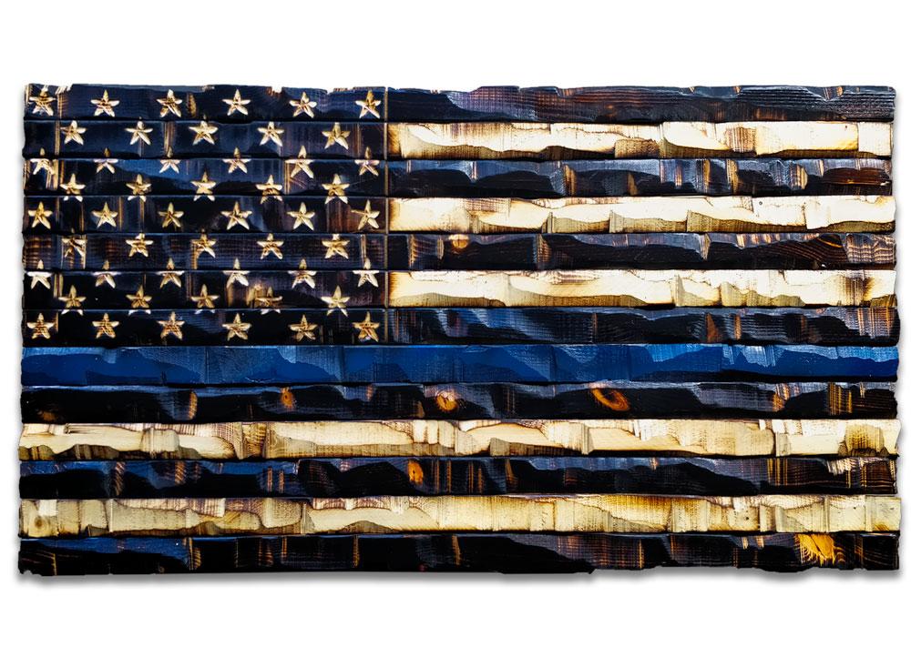 Wood Thin Blue Line Flag 59x32 – THE LEGACY FLAG
